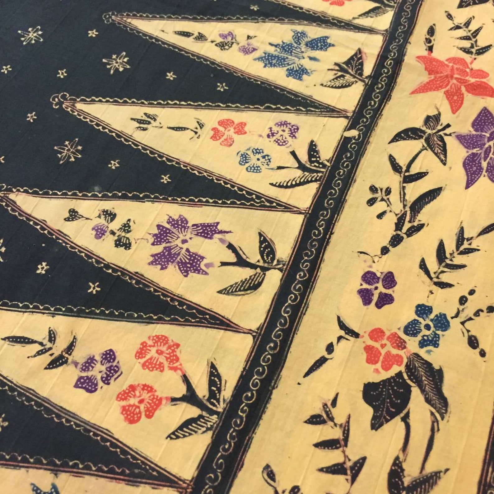 Vintage Indonesian Hand Drawn Batik in Yellow with Flora and | Etsy