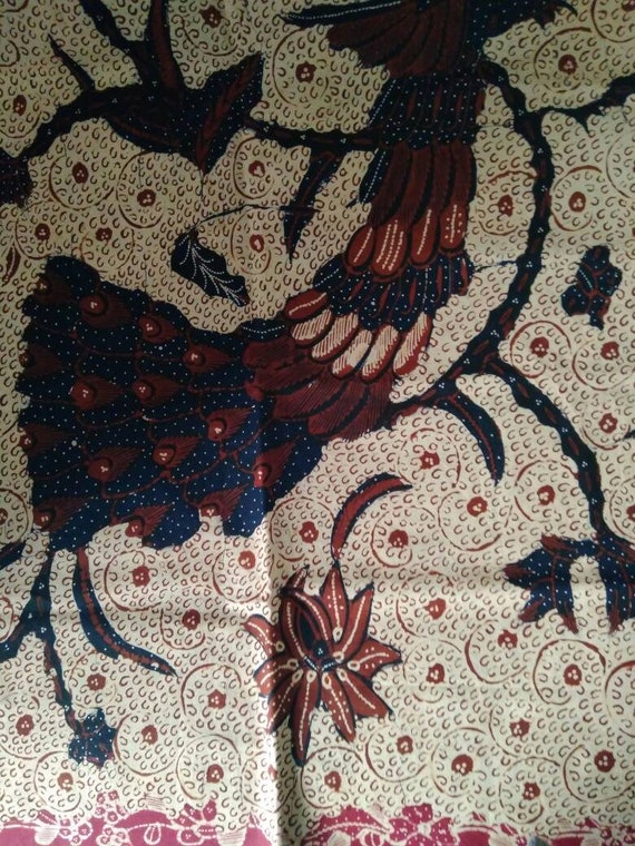 Vintage Indonesian Hand Drawn Batik with Peacock and … - Gem