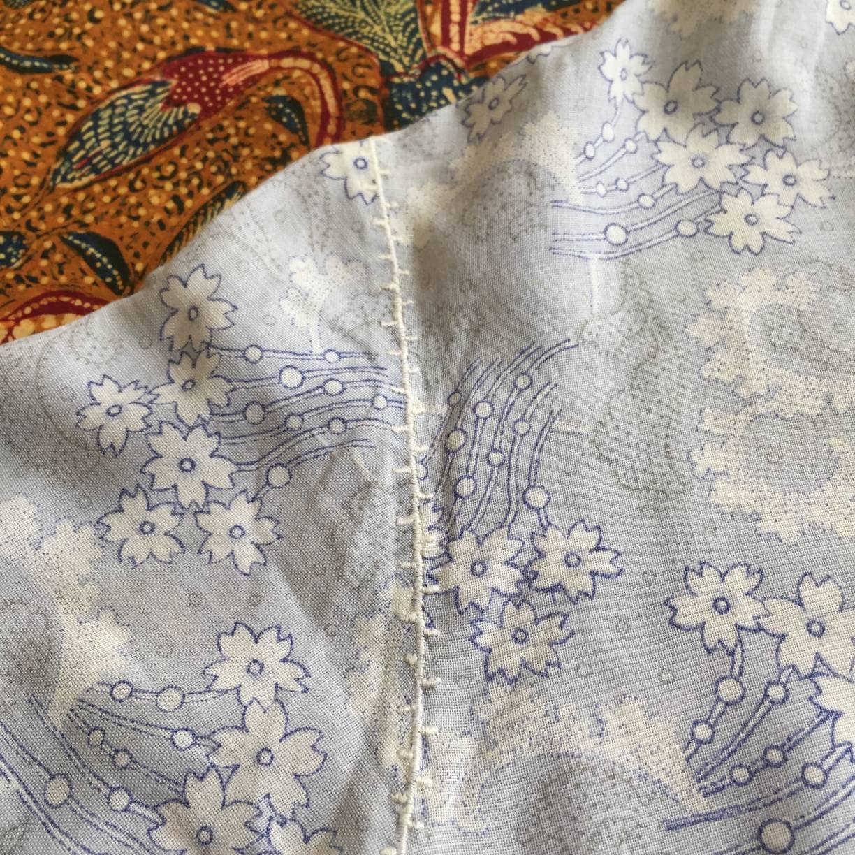 Vintage Indonesian Kebaya in Light Blue With White Floral Motif ...