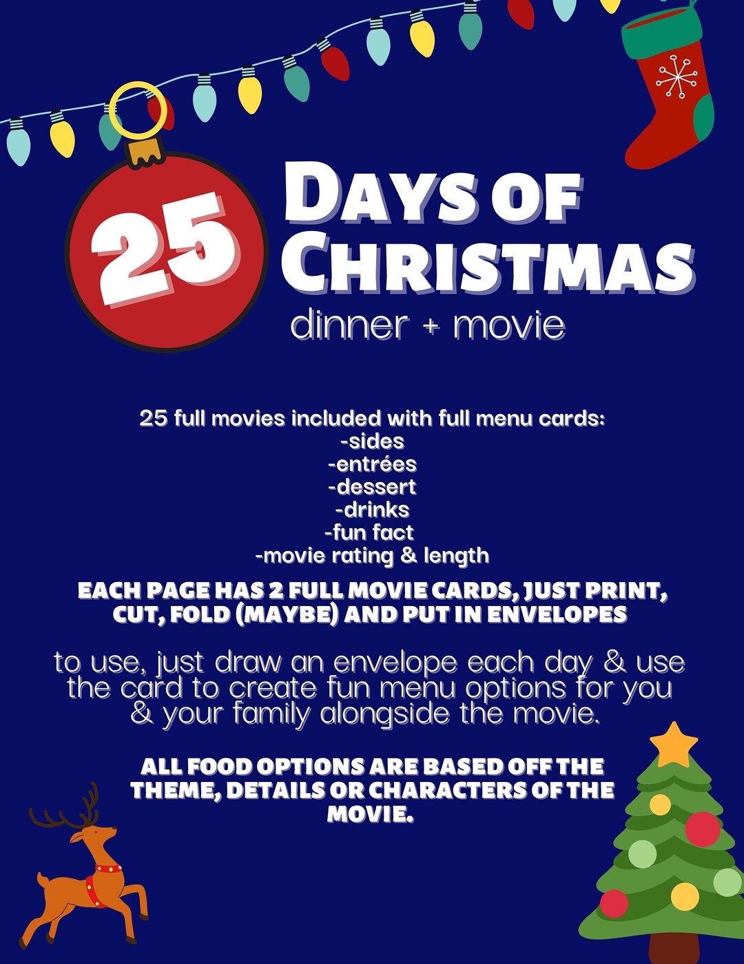 25 Christmas Movie & Dinners - Etsy