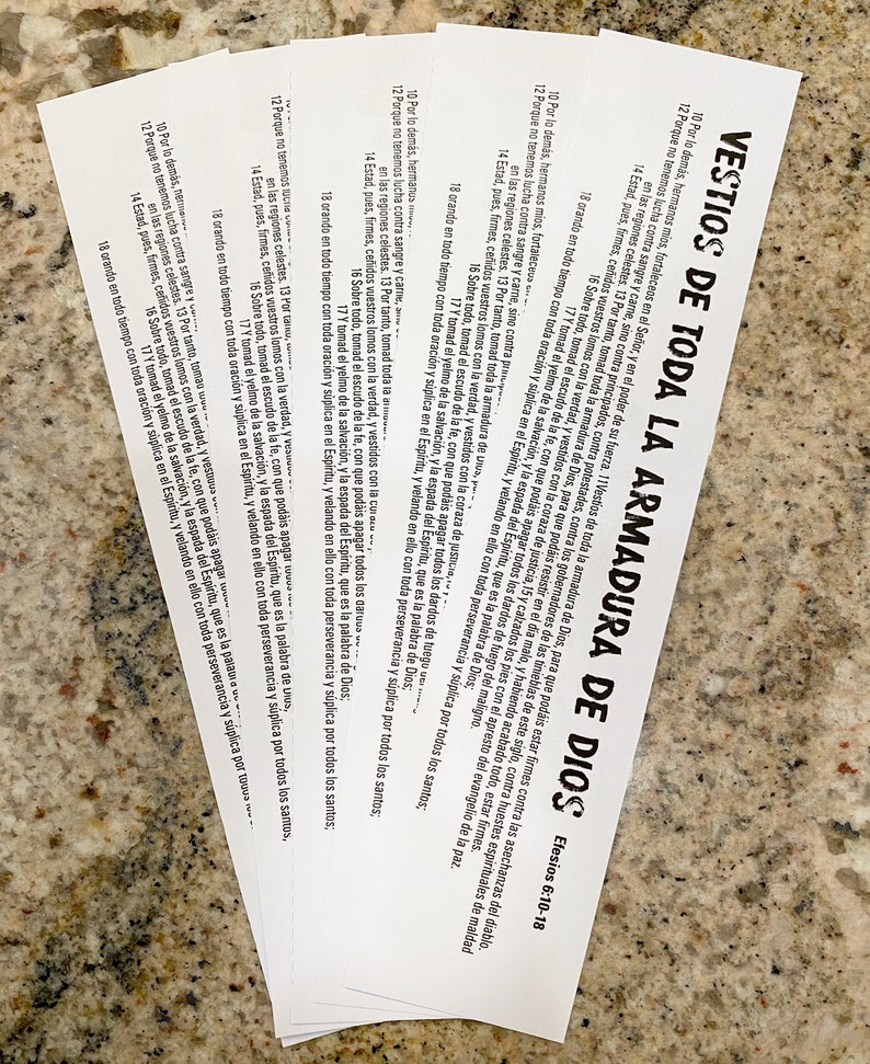 SPANISH Language Armor of God Ready-to-print Bookmarks En Español ...