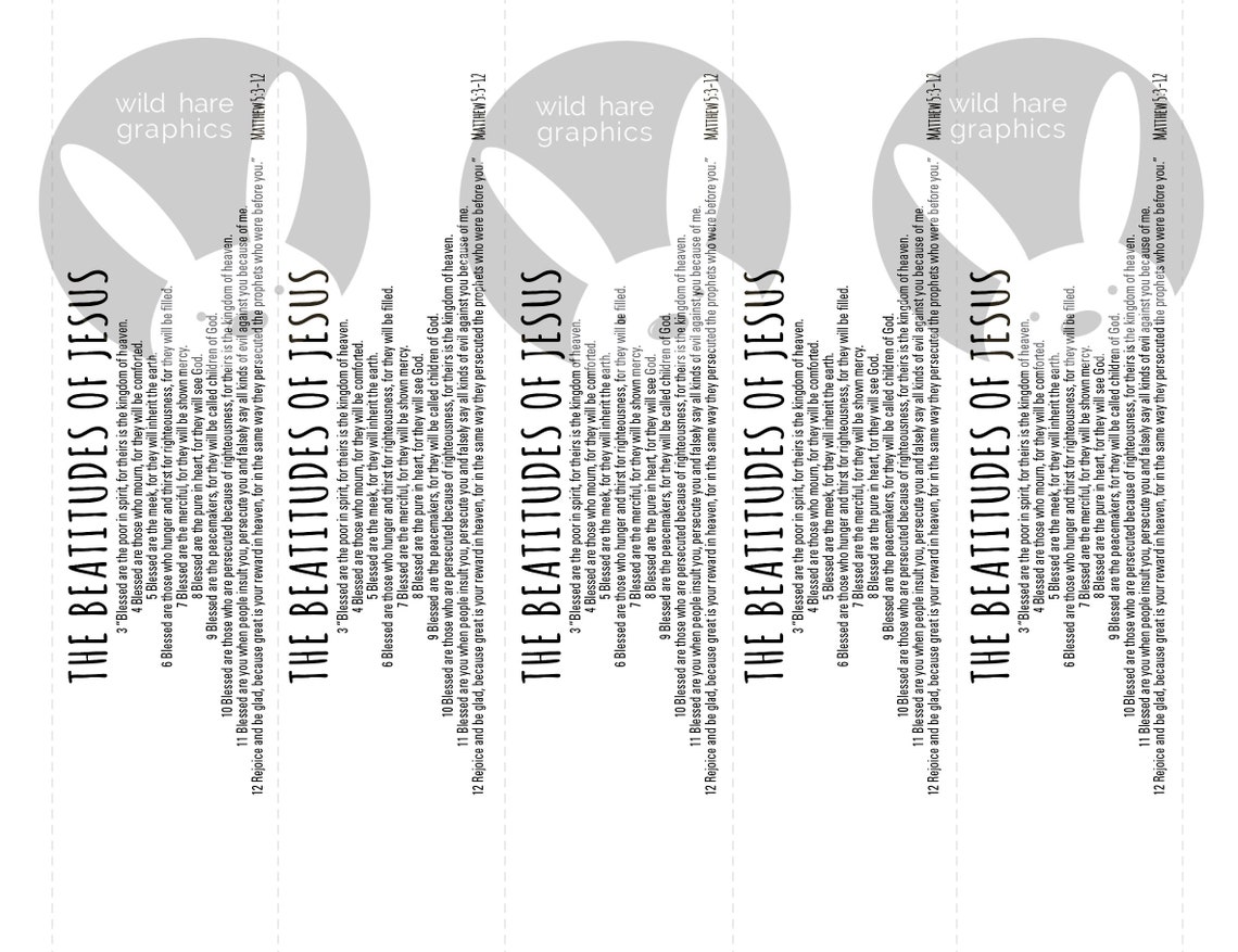 The Beatitudes of Jesus Bookmarks Ready-to-print - Etsy