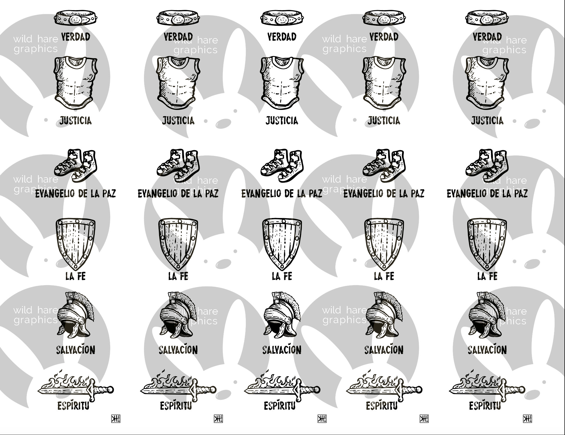 SPANISH Language Armor of God Ready-to-print Bookmarks COLOR Your Own ...