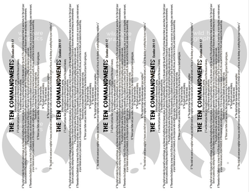 The Ten Commandments Ready-to-print Bookmarks - Etsy