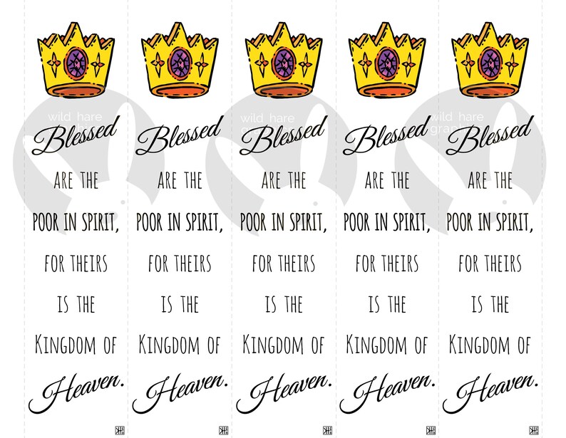 The Beatitudes of Jesus Bookmarks ready-to-print | Etsy