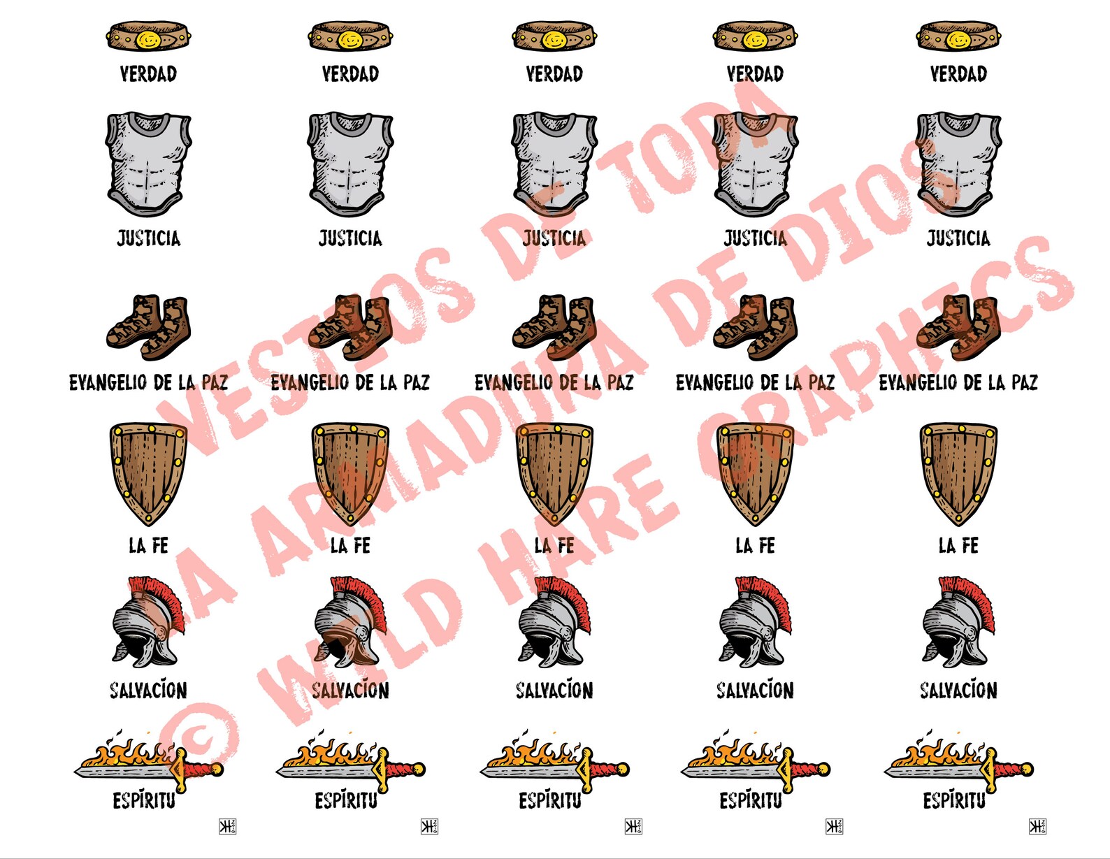 SPANISH Language Armor of God Ready-to-print Bookmarks En Español ...
