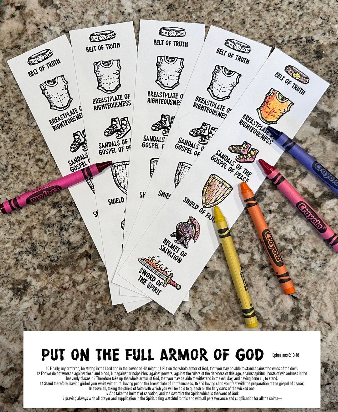 Armor of God Color Your Own Ready-to-print Bookmarks - NKJV Version - Etsy