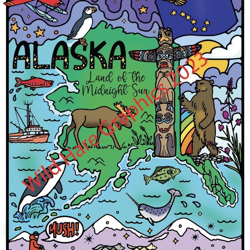 Alaska Coloring Pages - Etsy