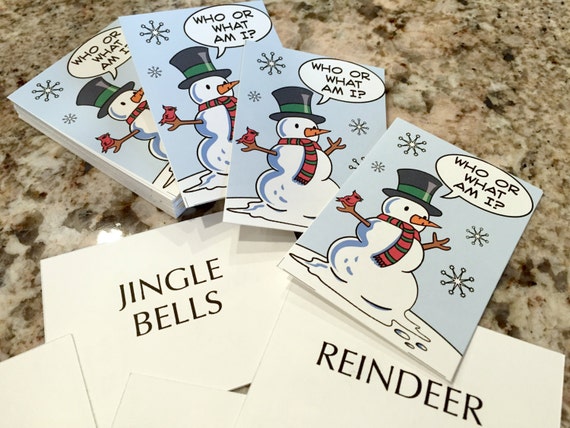 Christmas Card Game Who or What am I | Etsy