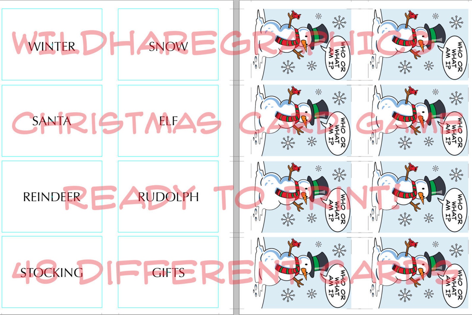 Christmas Card Game "who or What Am I?" - Etsy