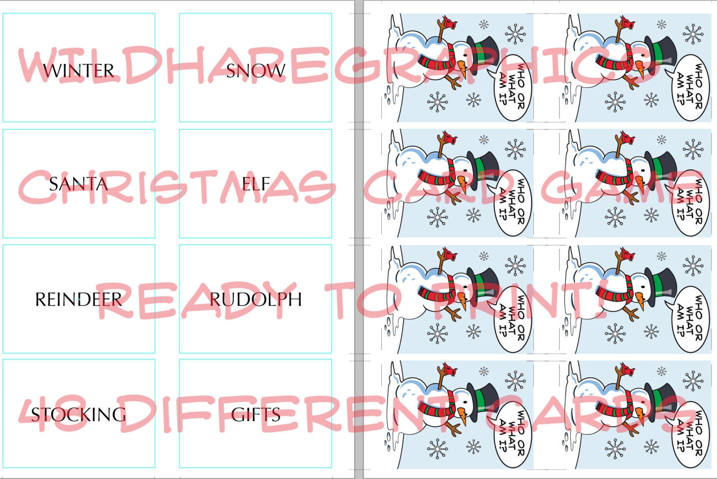 Christmas Card Game "who or What Am I?" - Etsy