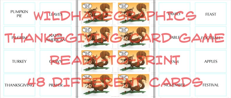 Thanksgiving Card Game "who or What Am I?" - Etsy