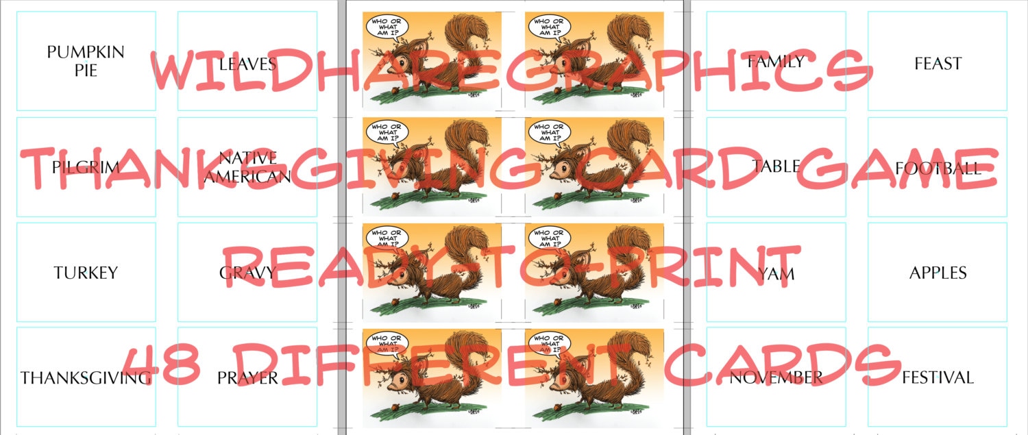 Thanksgiving Card Game "who or What Am I?" - Etsy