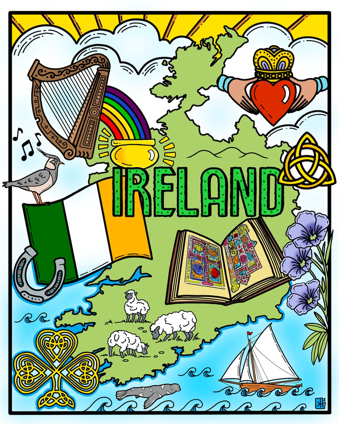 Ireland Coloring Page and Graphic Ready-to-print Digital Download NEW ...