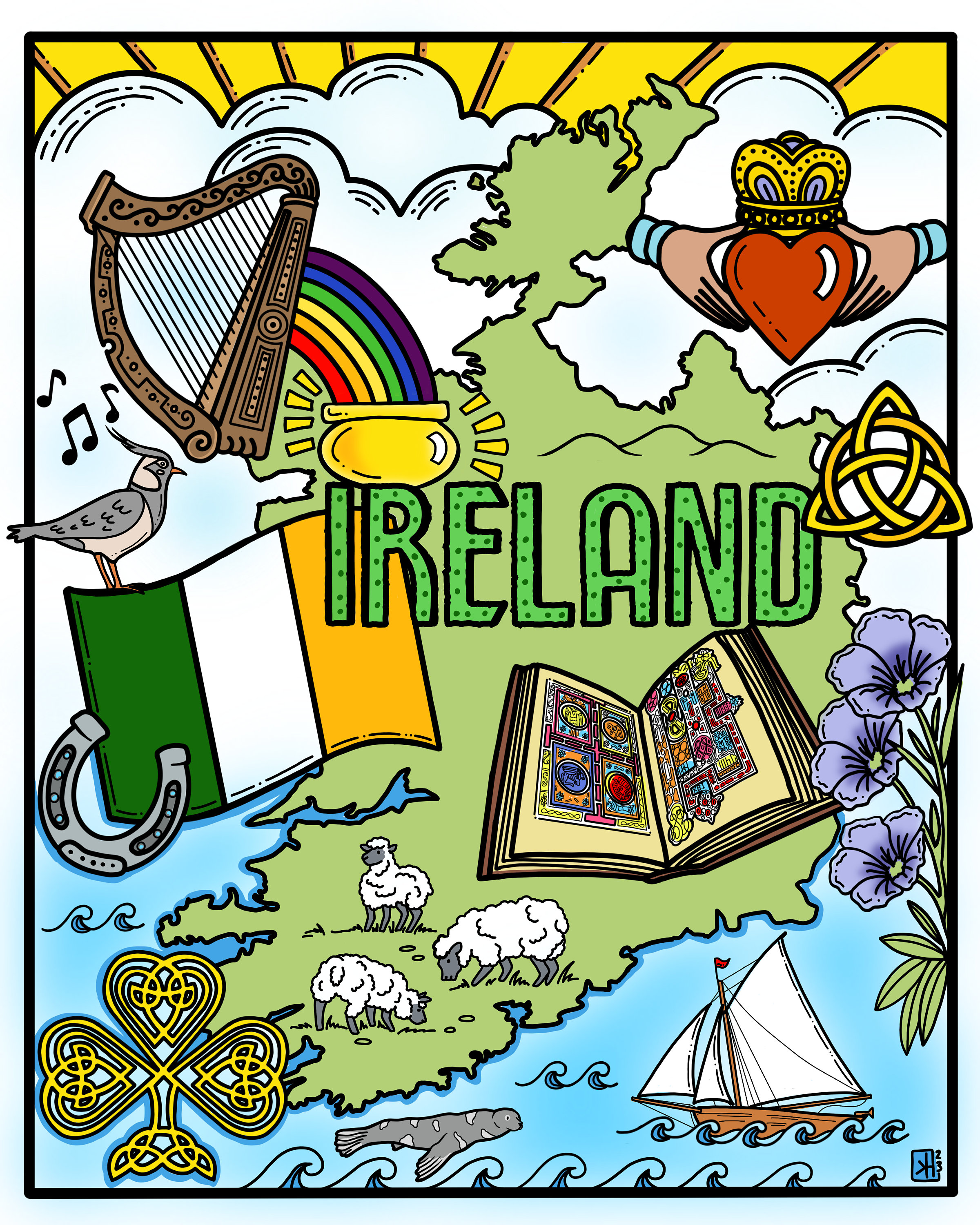 Ireland Coloring Page and Graphic Ready-to-print Digital Download NEW ...
