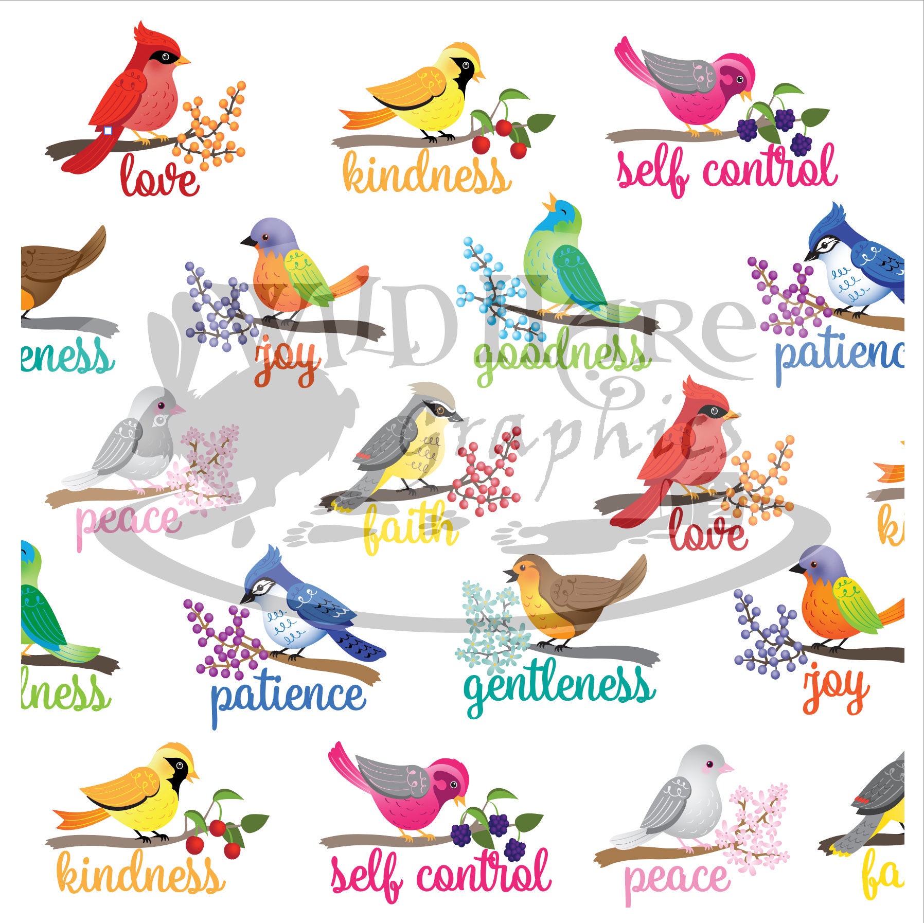 Fruit of the Spirit Birds Printable Scrapbooking or Wrapping Paper - Etsy
