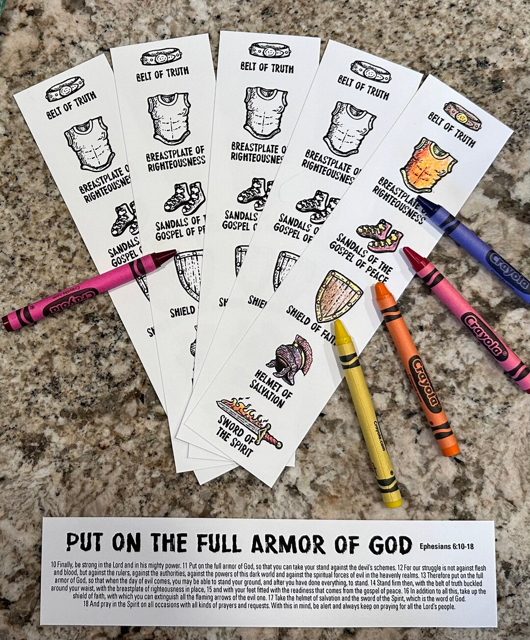 Armor of God Color Your Own Ready-to-print Bookmarks - NIV Version - Etsy