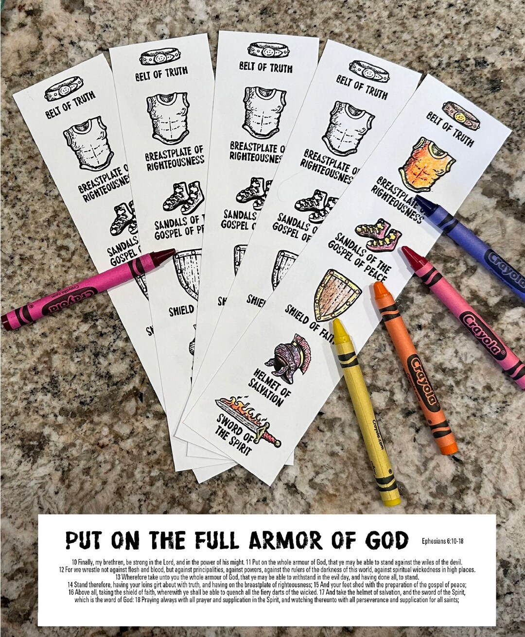Armor of God Color Your Own Ready-to-print Bookmarks - KJV Version - Etsy