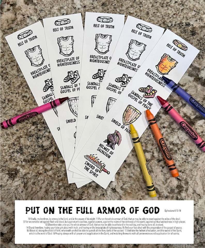 Armor of God Color Your Own Ready-to-print Bookmarks - KJV Version - Etsy
