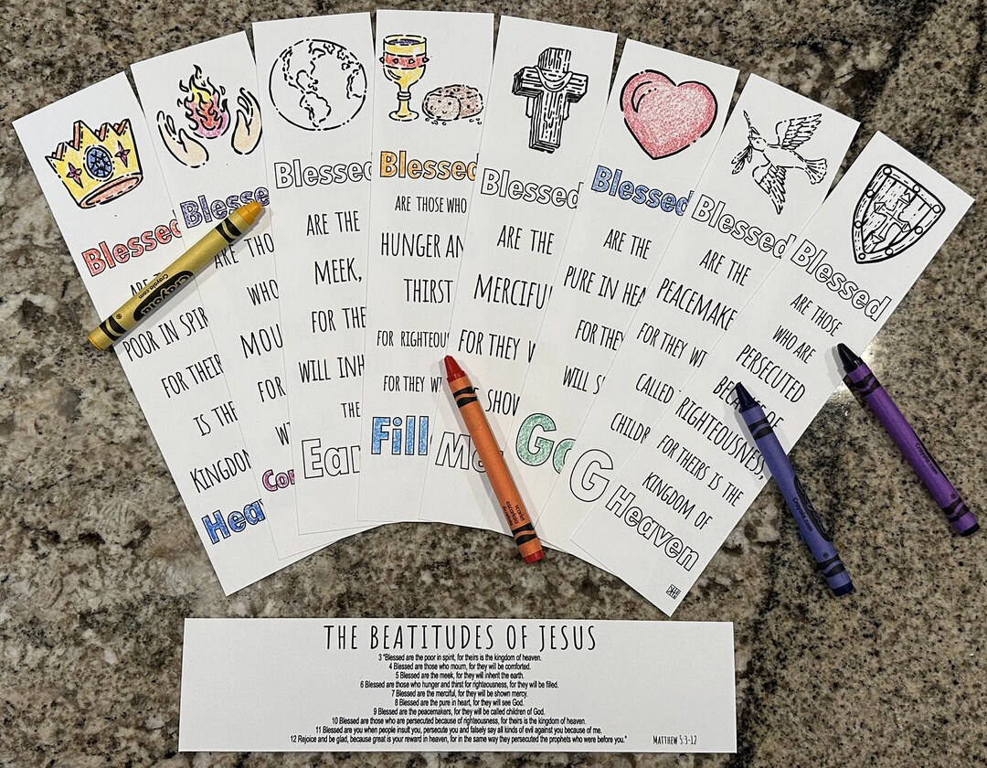 The Beatitudes of Jesus Color Your Own Bookmarks Ready-to-print - Etsy