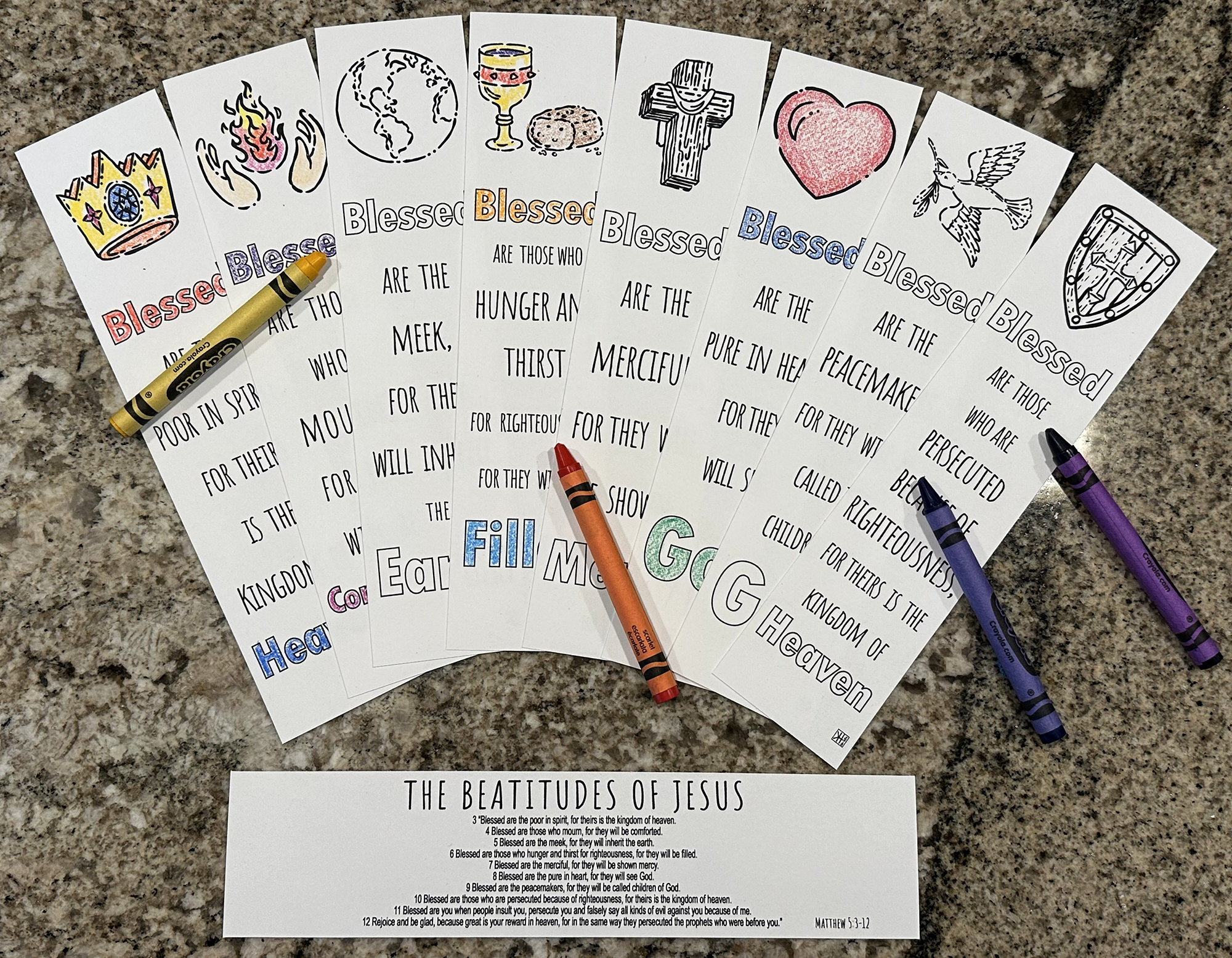 The Beatitudes of Jesus Color Your Own Bookmarks Ready-to-print - Etsy