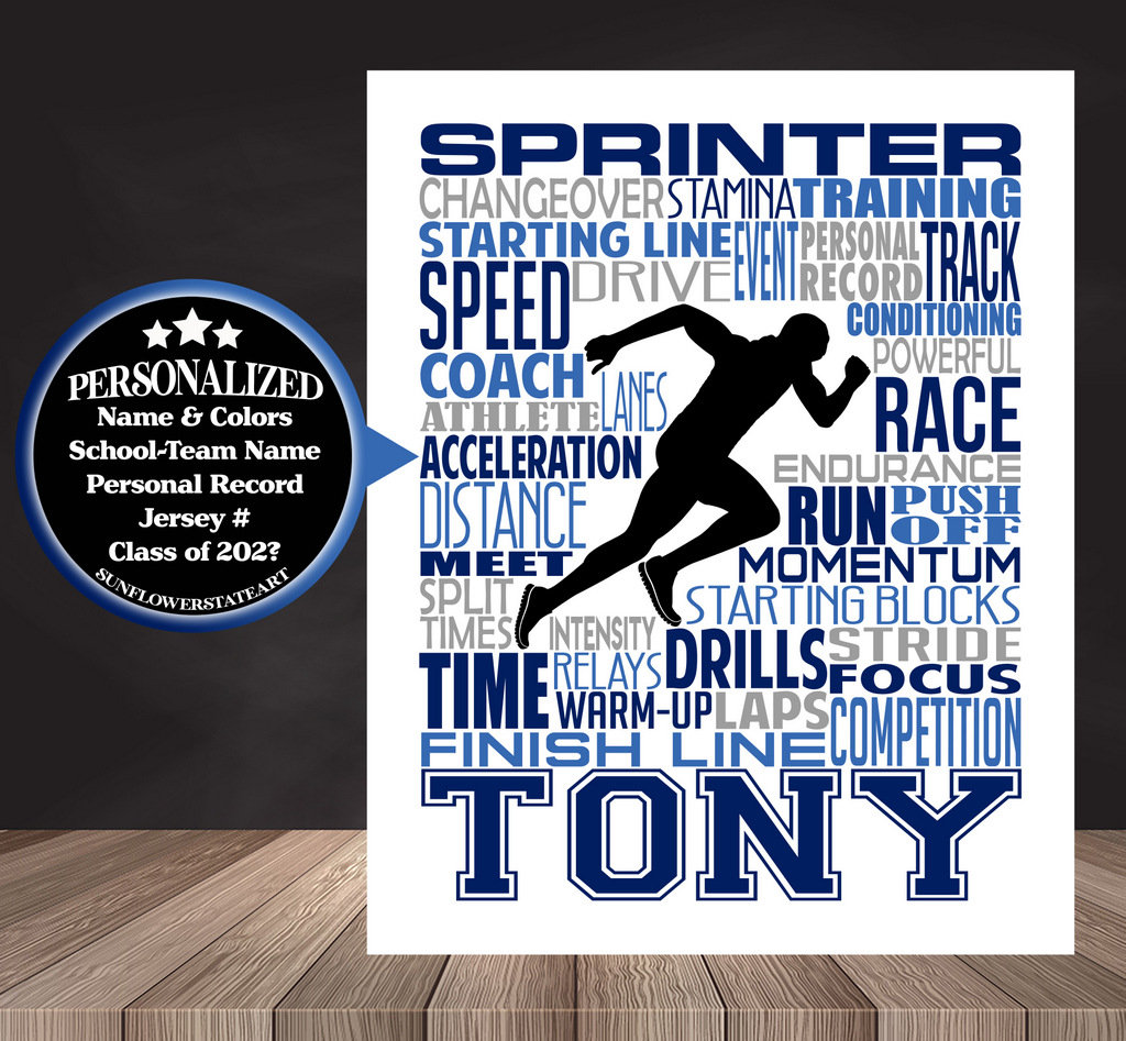 Sprinter Poster, Personalized Runner Poster, Runner Word Art Print ...
