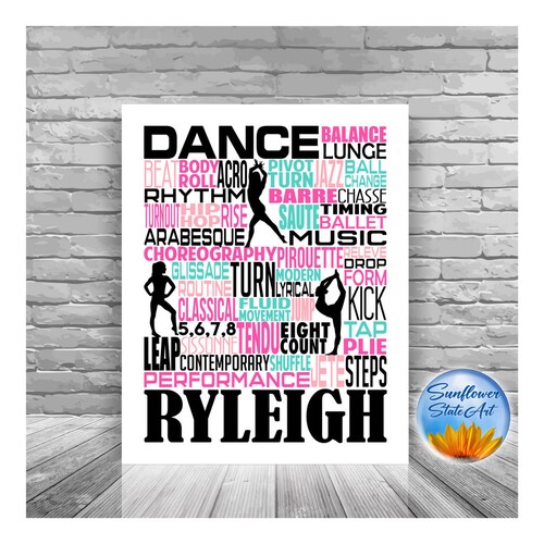 Dance Typography Poster Gift for Dancer Dance Team Art - Etsy
