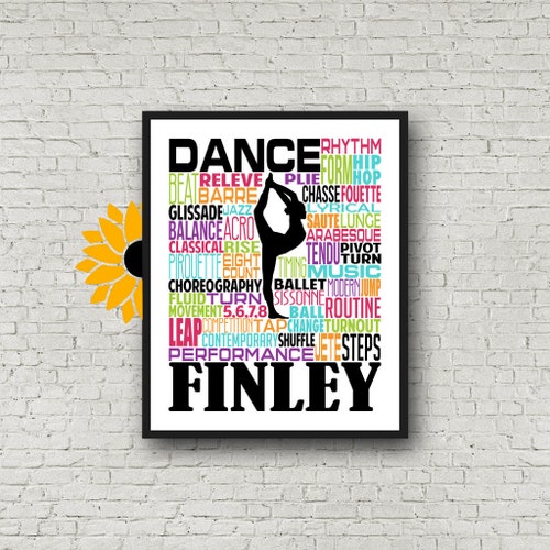 Dance Typography Poster Gift for Dancer Dance Team Art | Etsy