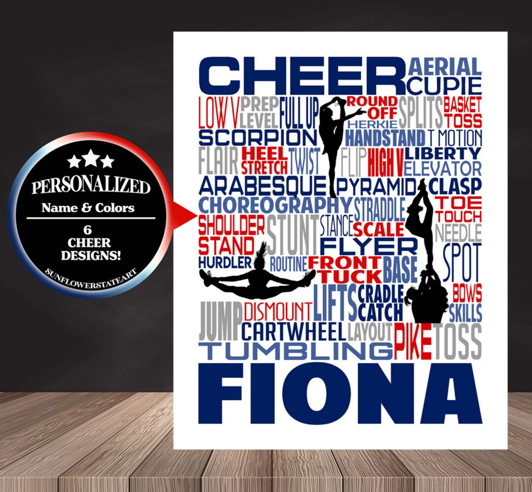 Cheerleader Poster, Personalized Cheerleader Art, Summit Cheer Gifts ...