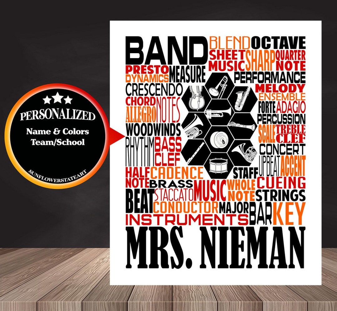 Band Teacher Poster, Band Word Art Sign, Band Teacher Gift, Gift for ...