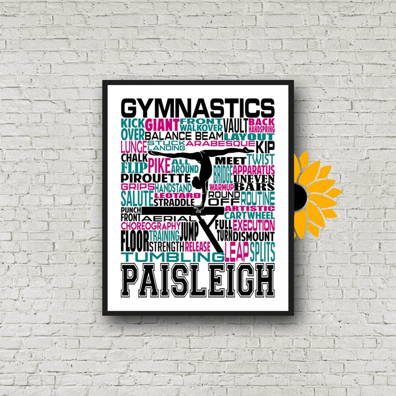 Personalized Gymnastics Poster Gymnastics Typography Gymnast - Etsy
