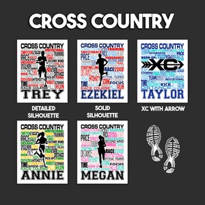 Cross Country Gift, Cross Country Word Art Sign, Personalized XC Poster ...