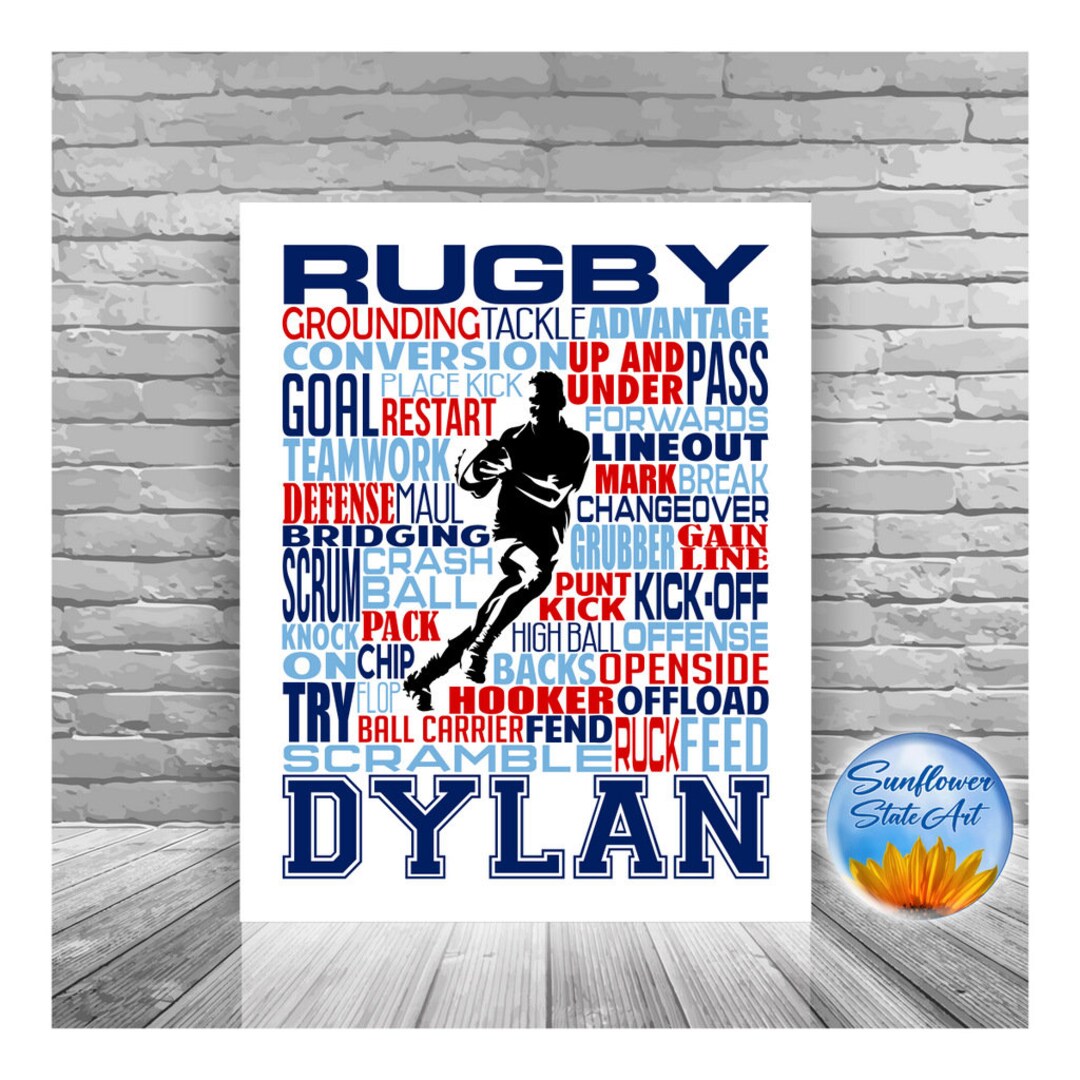 Personalized Rugby Poster Rugby Typography Rugby Player - Etsy UK