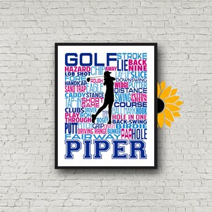 Personalized Golfer Poster Golfing Print Golf Art | Etsy