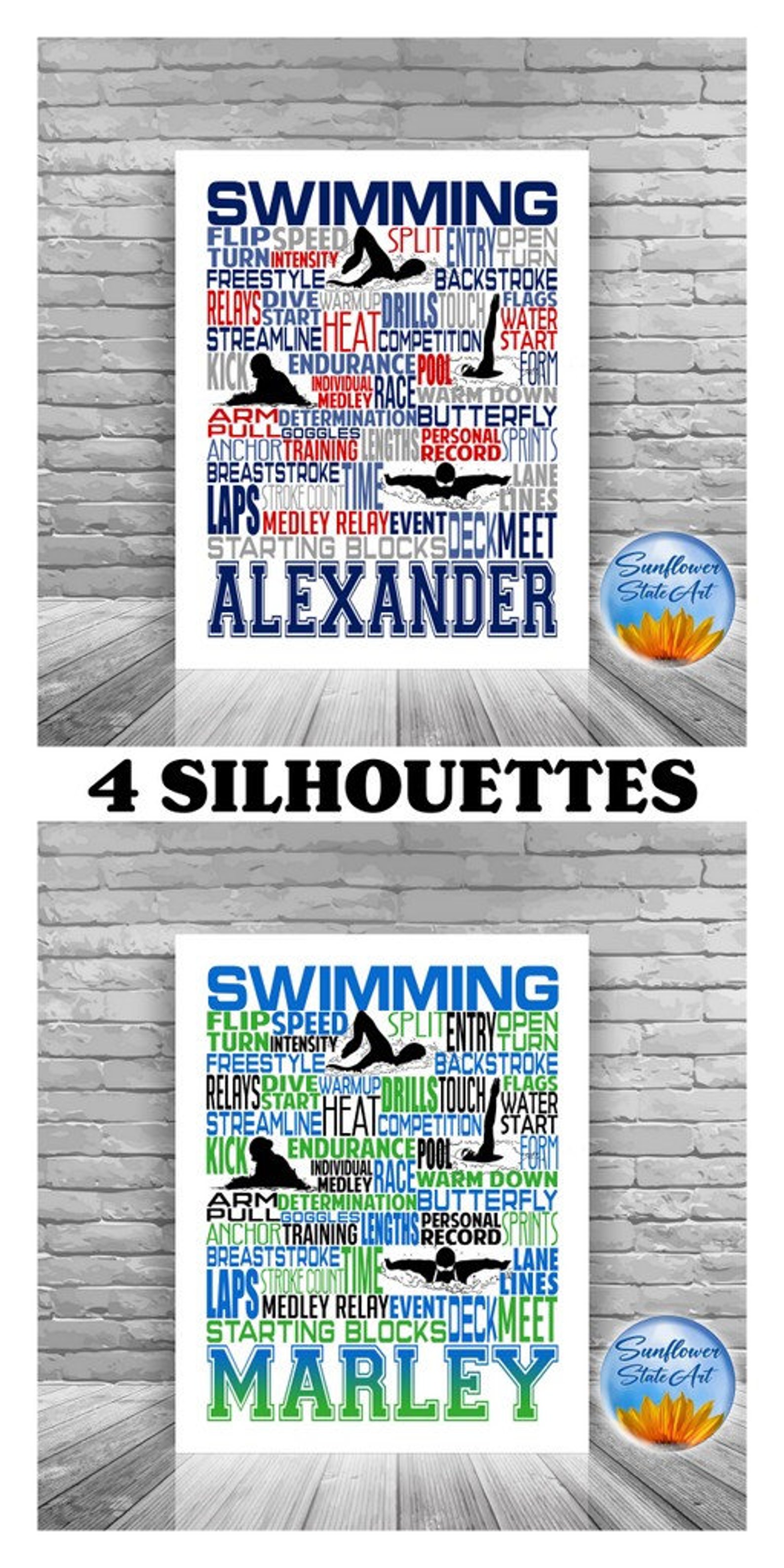 Personalized Swimming Poster Swimmer Typography Freestyle - Etsy