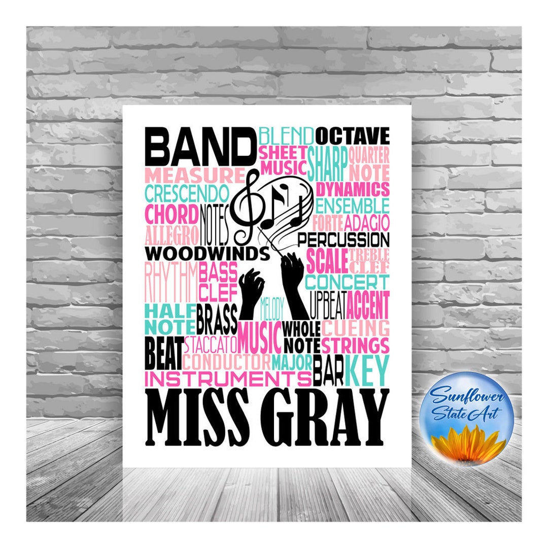 Personalized School Band Poster Band Typography Band Teacher - Etsy