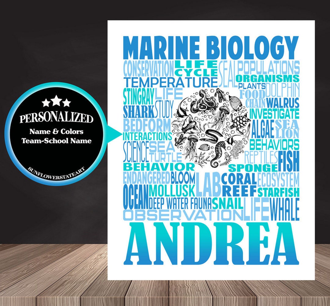 Marine Biology Poster, Personalized Marine Biologist Word Art, Gift for ...