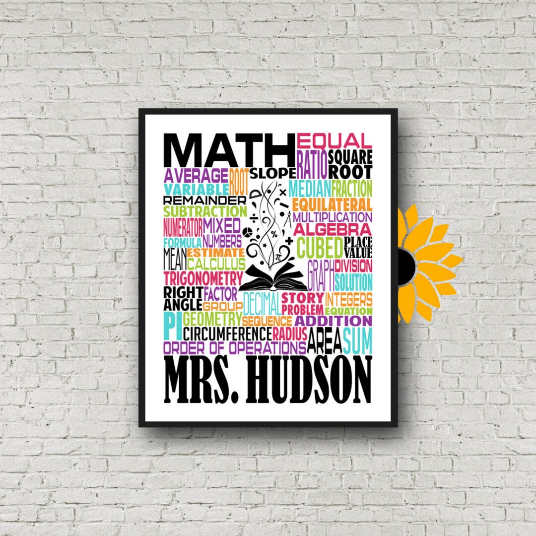 Gift for Math Teacher Math Typography Personalized Math - Etsy