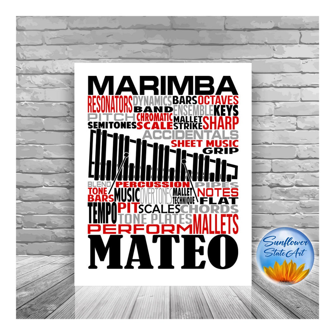 Marimba Typography Personalized Marimba Poster Gift for - Etsy