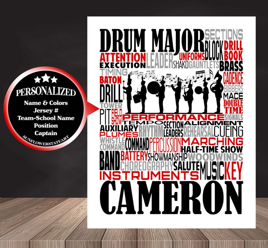 Drum Major Poster, Drum Major Gift, Personalized Drum Major Poster ...