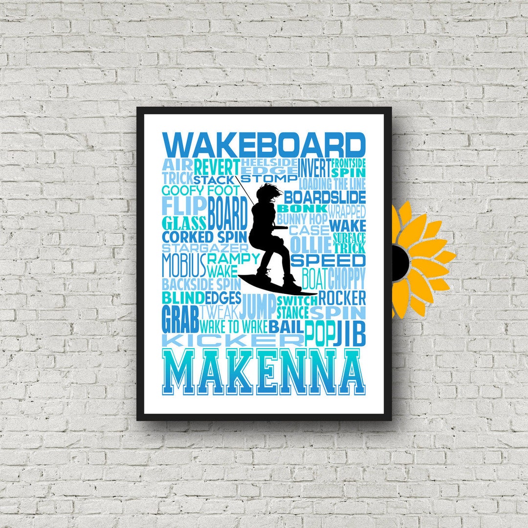 Personalized Wakeboarding Poster Wakeboarder Poster Gift for - Etsy