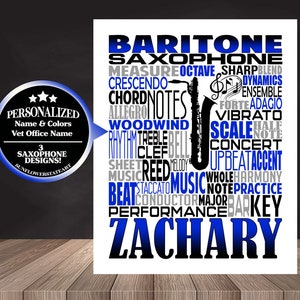 Saxophone Poster, Saxophone Word Art Sign, Sax Player Gift, Saxophone ...