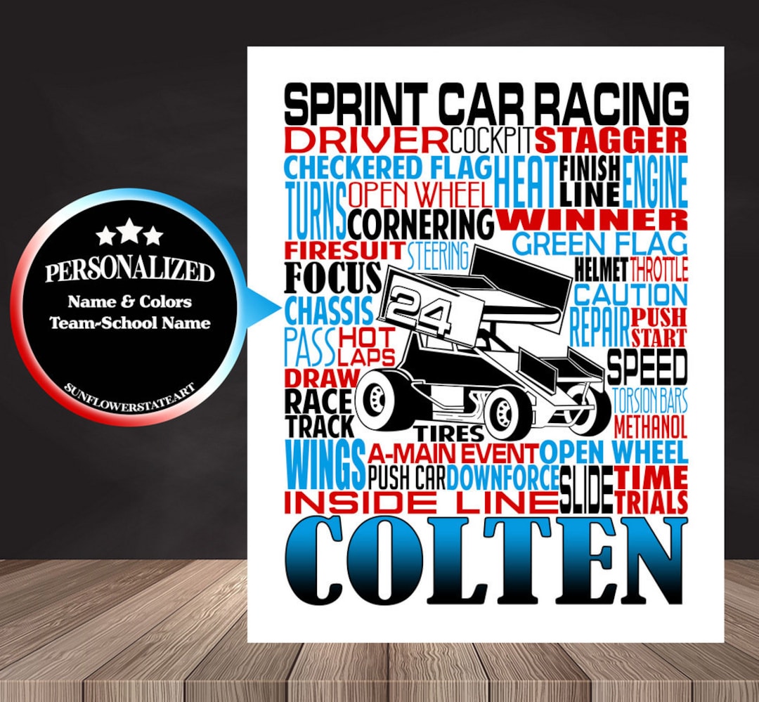 Sprint Car Gift, Sprint Car Sign, Personalized Sprint Car Poster, Gift ...