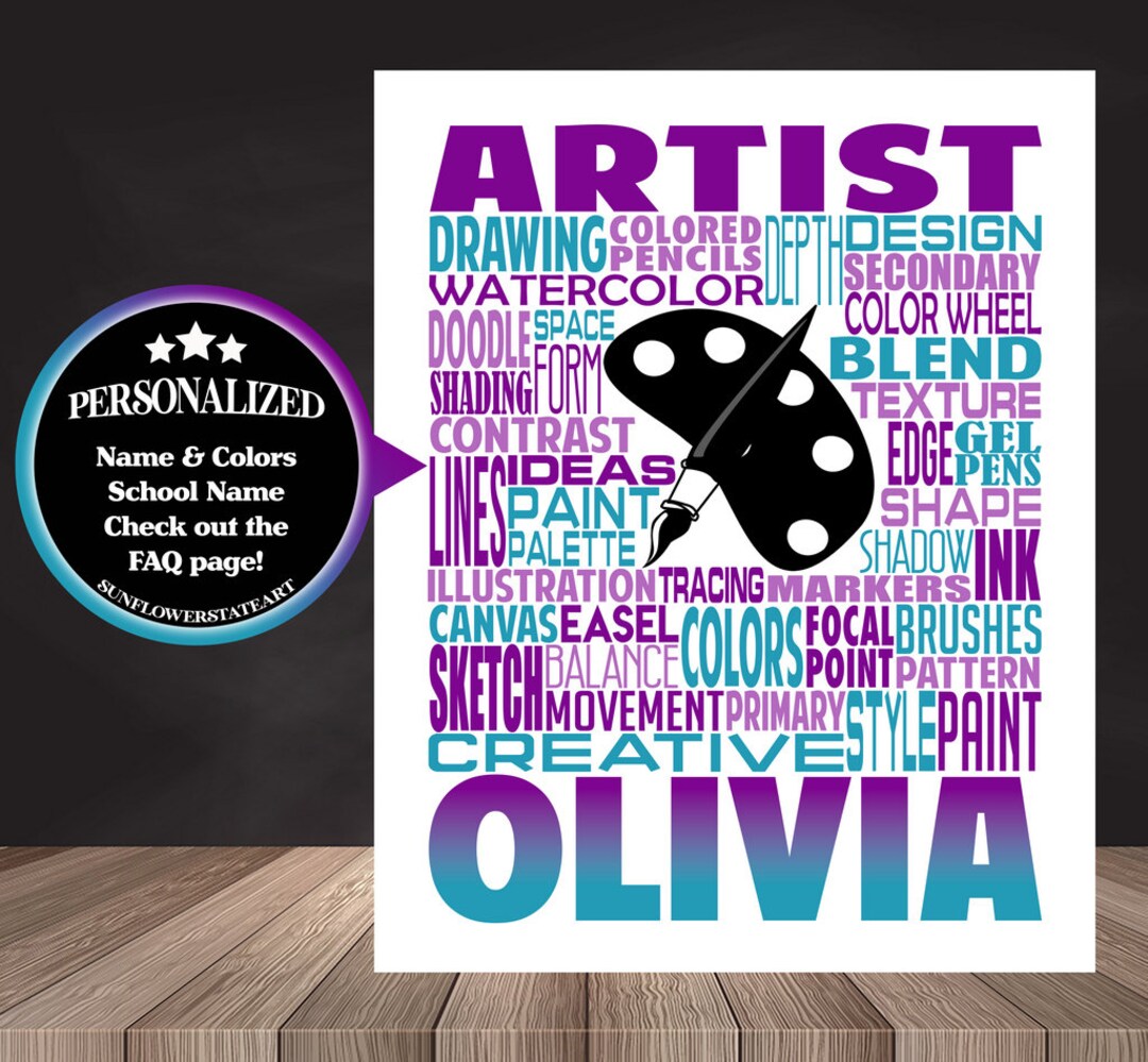 Artist Poster, Personalized Artist Sign, Gift for Artist, Gift for ...