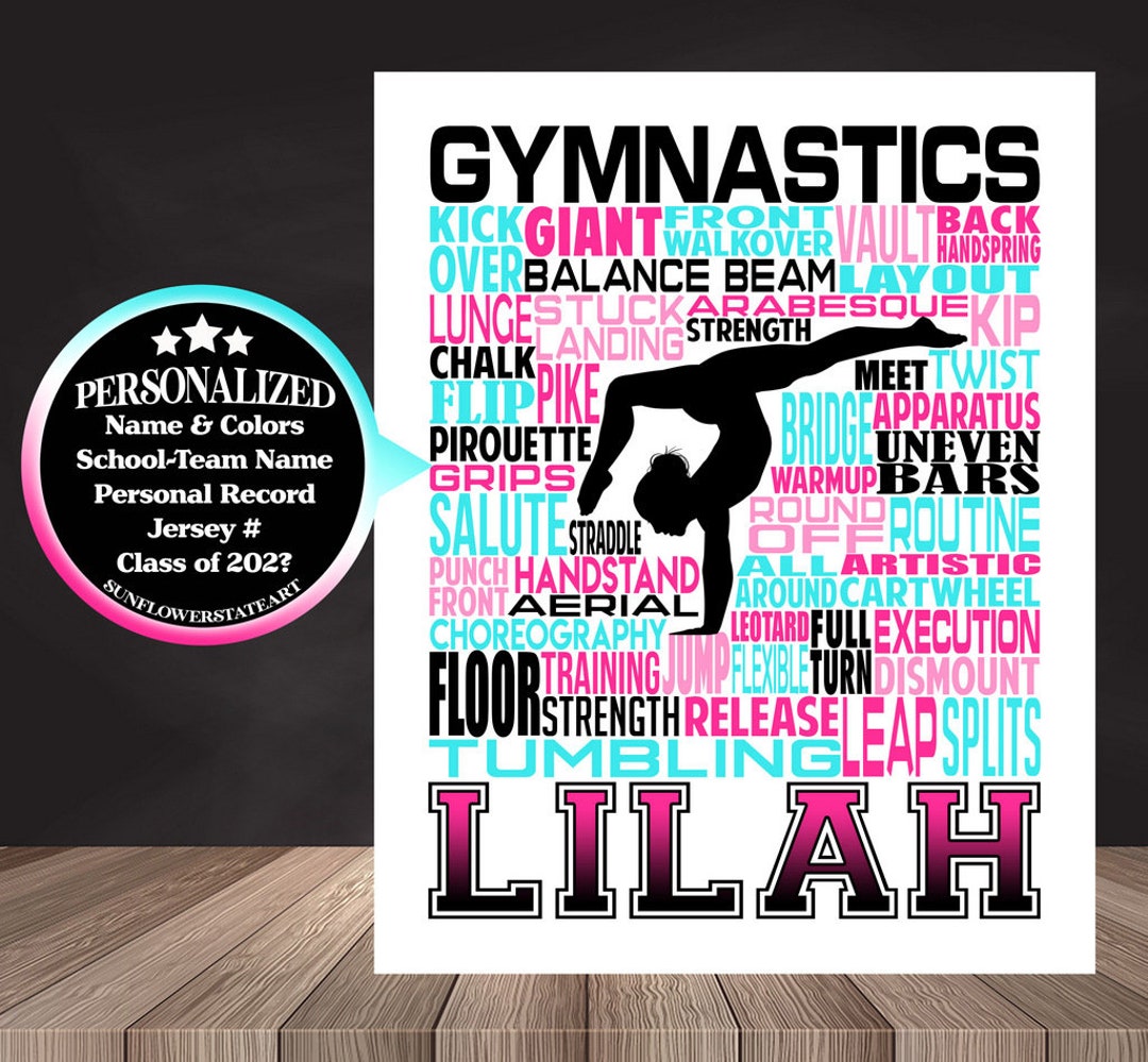 Gymnastics Poster, Personalized Gymnastics Sign , Gymnast Gift, Gift ...