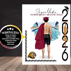 Swimming Poster, Swimmer Graduation Gift, Senior Night Gift, Graduation ...