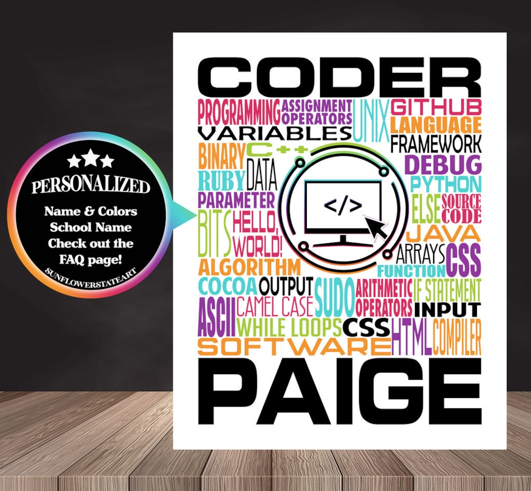 Personalized Computer Coding Poster Coding Typography T For Computer Coder Computer