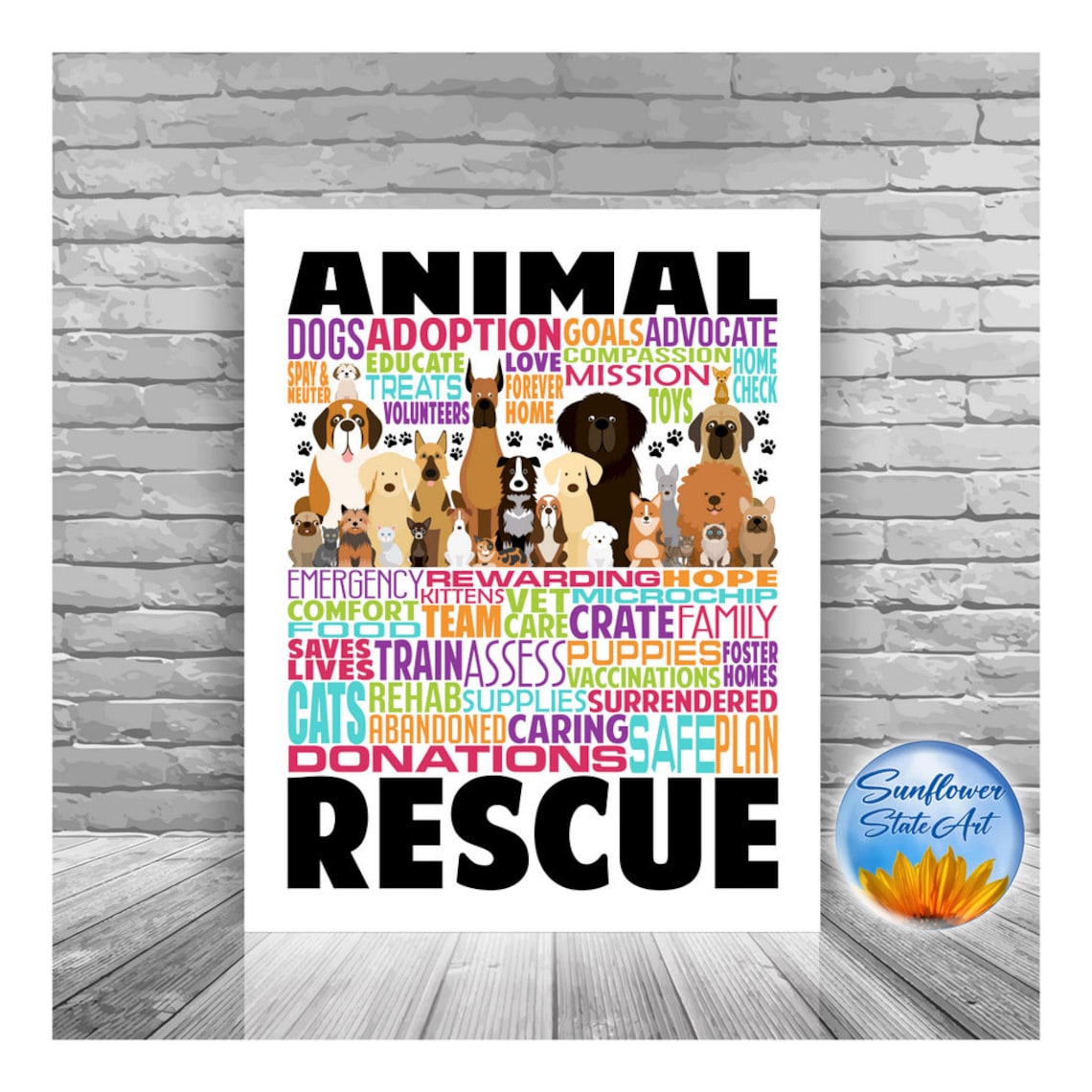 Animal Rescue Typography Personalized Dog Rescue Poster - Etsy