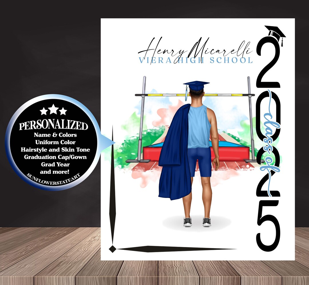 Track & Field High Jump Poster, Track and Field Graduation Gift, Senior ...