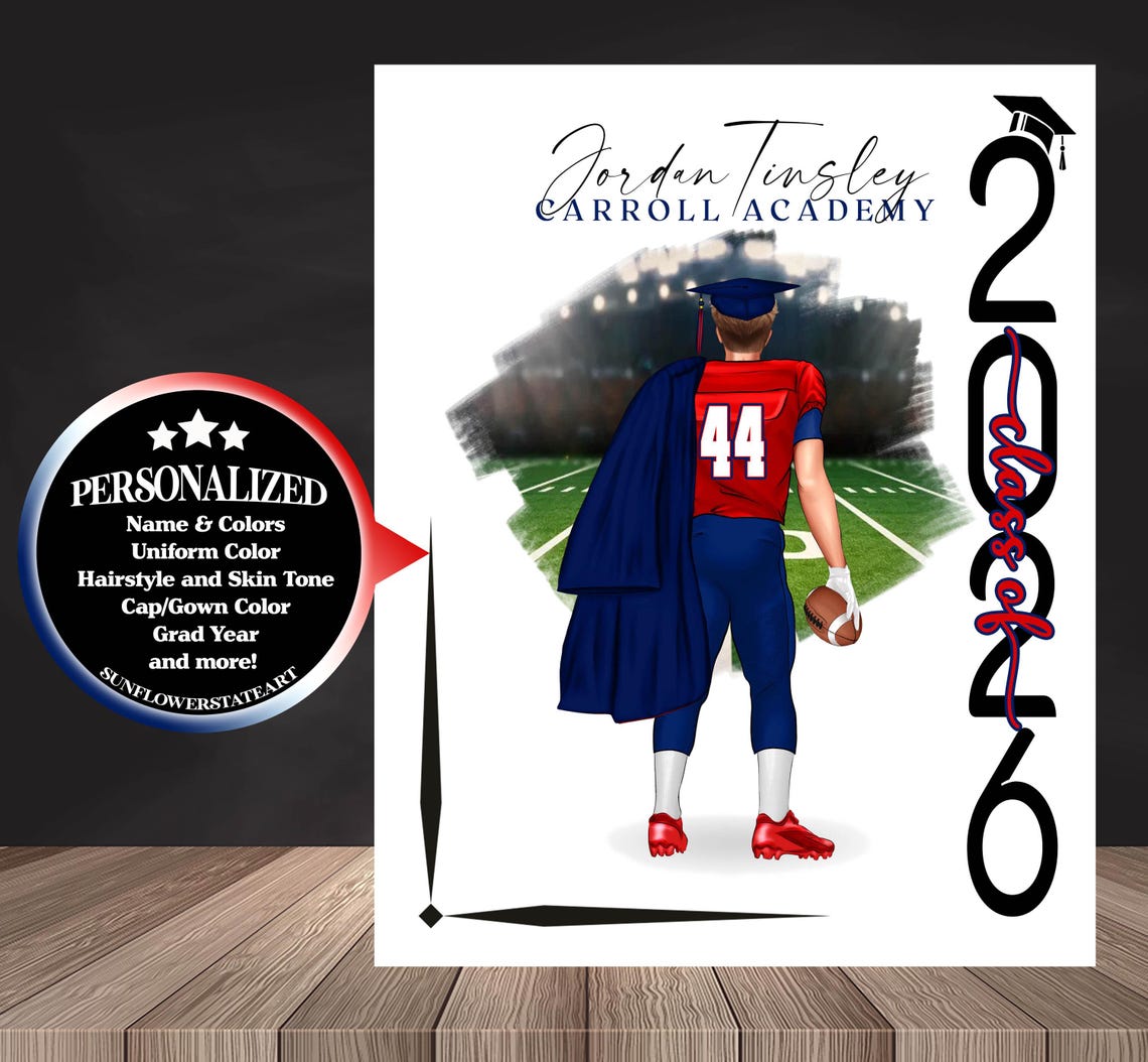 Football Poster, Football Graduation Gift, Senior Night Gift ...